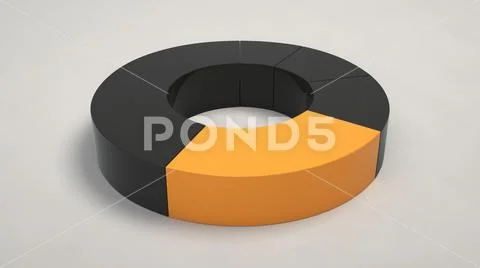 Black ring pie chart with one orange sector Illustration #96410828