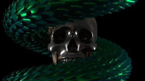A black scull and moving snake body on d... | Stock Video | Pond5