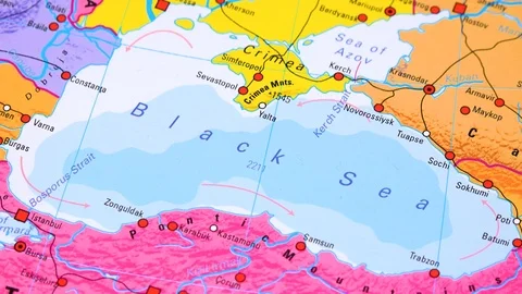 Black Sea on a political map - closeup | Stock Video | Pond5