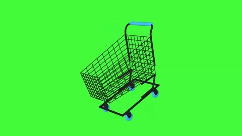 Black Shopping Cart on a green screen , ... | Stock Video | Pond5