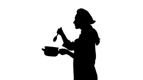 Black silhouette of a cook woman in unif... | Stock Video | Pond5
