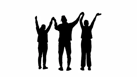 Black silhouette of a group of three peo... | Stock Video | Pond5