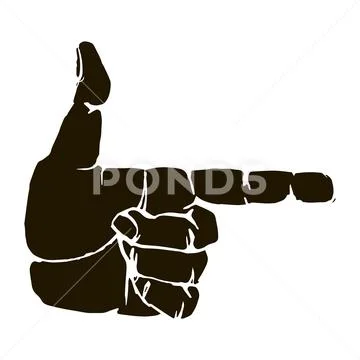 Black silhouette realistic pointing finger hand gesture icon graphic ...