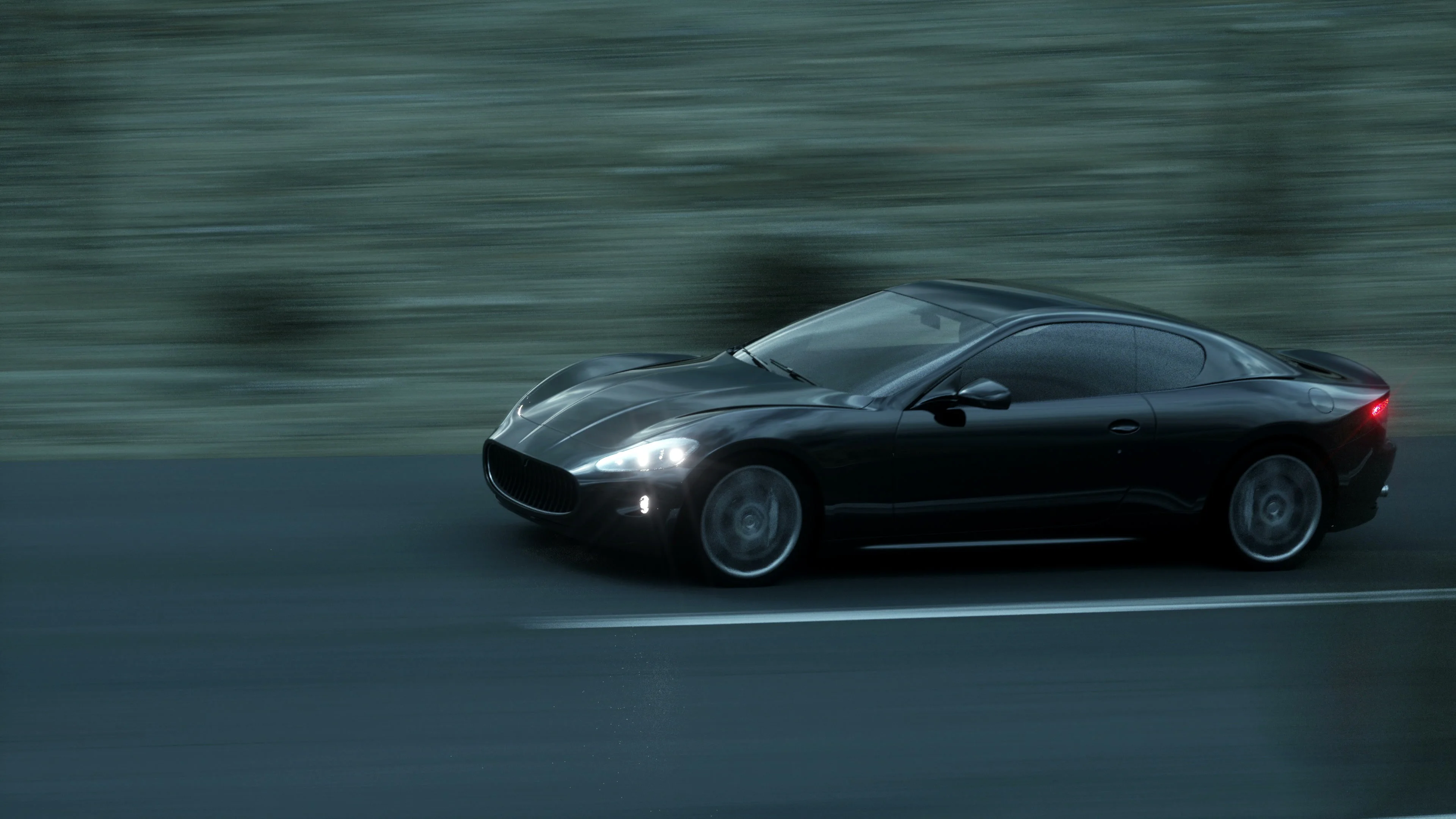 Fast Car Driving On Highway