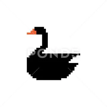 Black swan pixel art. 8 bit pixelated Vector illustration Illustration ...