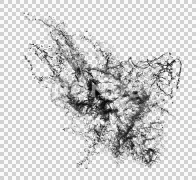 Black water splash isolated on transparent background Illustration ...