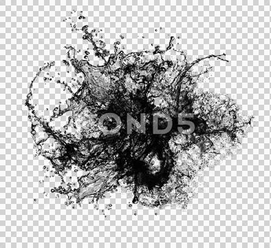 Black water splash isolated on transparent background: Royalty Free ...