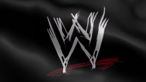 Black waving 4k loop flag of the WWE log... | Stock Video | Pond5