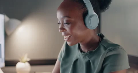 Black woman, computer and dancing with m... | Stock Video | Pond5