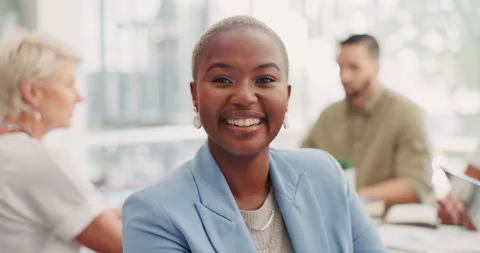 Black woman, face and smile in office wi... | Stock Video | Pond5