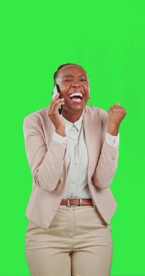 Black woman with phone call, winner and ... | Stock Video | Pond5