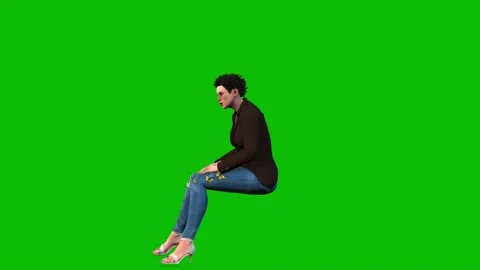 Black Woman Sitting Down Green Screen 4K... | Stock Video | Pond5
