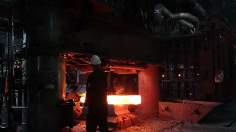 Blacksmith factory. Forging a large hot ... | Stock Video | Pond5
