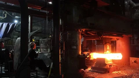 Blacksmith factory. Forging a large hot ... | Stock Video | Pond5