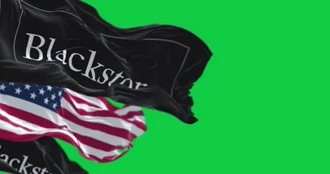 Blackstone black flags waving with ameri... | Stock Video | Pond5