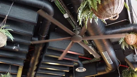 Blade fan rotating on black ceiling | Stock Video | Pond5