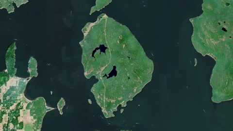 Blakely Island. Satellite map. Zoom | Stock Video | Pond5