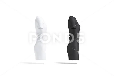 Blank black and white cloth dress mockup set, side view: Graphic #141929689