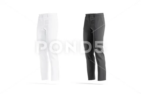 Blank black and white man pants mock up, side view Illustration #197568976