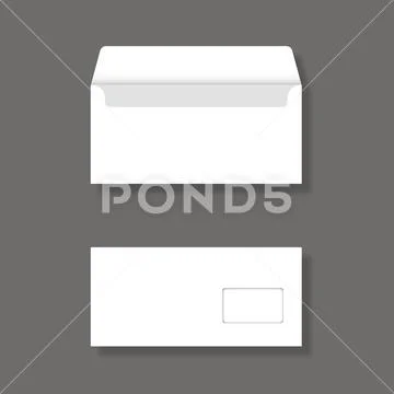 Blank envelope with window front and back view Mockup Illustration ...
