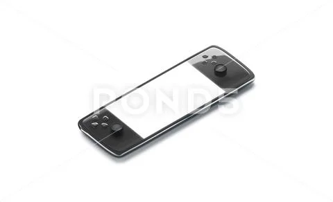 Blank gaming console with white screen and black buttons mockup ~ Hi ...