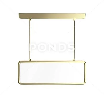 Blank golden info panel Blank hanged golden panel for ads, signs or ...