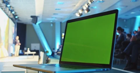 Blank green screen laptop computer in fu... | Stock Video | Pond5