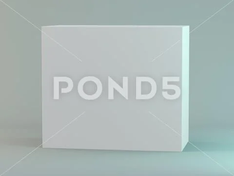 Blank horizontal box on white background with reflection. 3D: Royalty ...