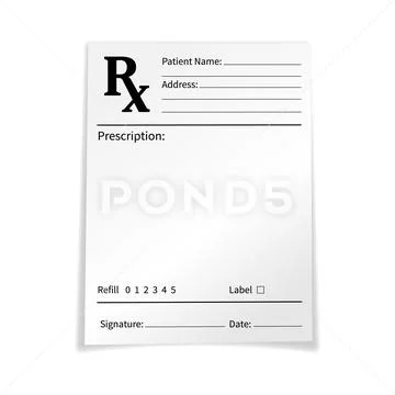 Blank medical prescription form isolated on white background. Realistic ...