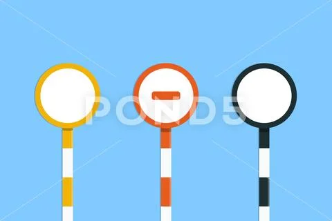 Blank traffic sign board on blue background, vector illustration ...