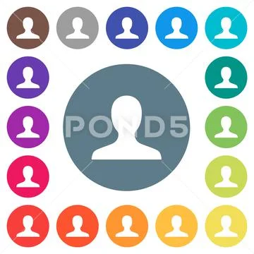 Blank user avatar flat white icons on round color backgrounds ~ Clip ...