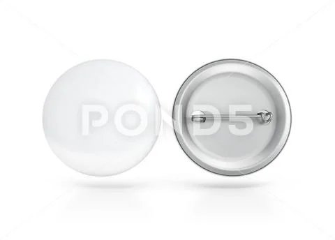 Blank white button badge mockup, front and back side, clipping path ...