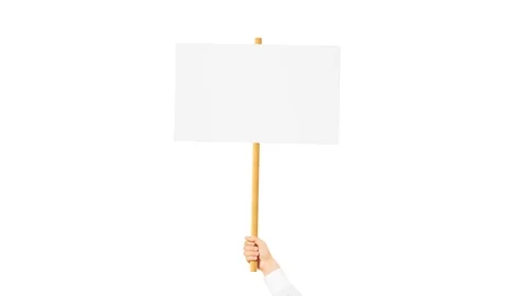 Blank white hand holding white sign mock... | Stock Video | Pond5