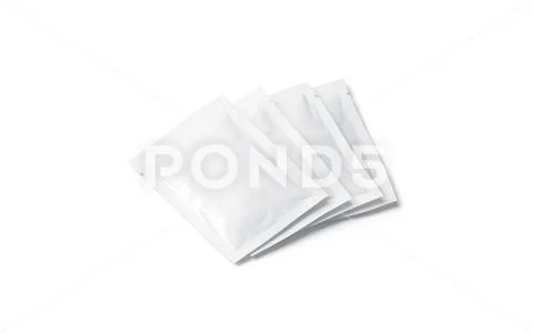 Blank white sachet packets stack mock up, isolated, side view Stock ...