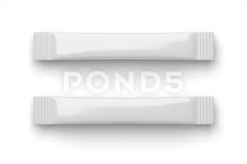 Blank white sugar stick packs isolated on white. 3D rendering. Stock ...