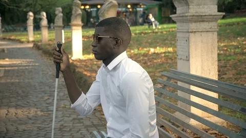 blindness, independence.Blind African ma... | Stock Video | Pond5