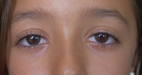 Blinking brown Eyes Of Child Kid Eyeball... | Stock Video | Pond5
