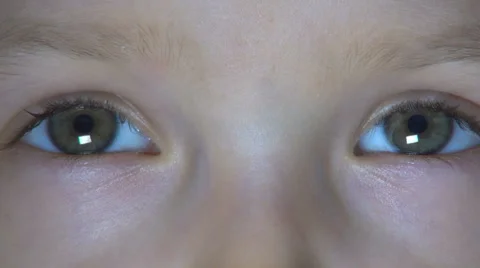 Blinking Green Eyes of Child, Kid Eyebal... | Stock Video | Pond5