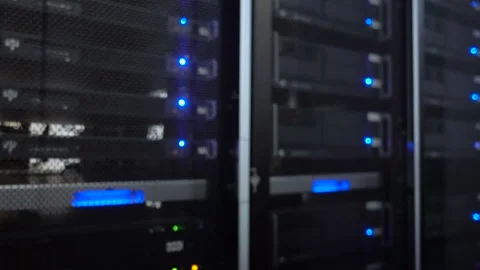 Blinking LEDs on server room rack. Data ... | Stock Video | Pond5