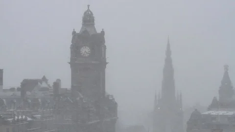 Blizzard scene overlooking Edinburgh | Stock Video | Pond5