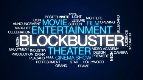Blockbuster animated word cloud, text de... | Stock Video | Pond5