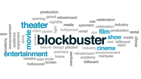 Blockbuster animated word cloud, text de... | Stock Video | Pond5