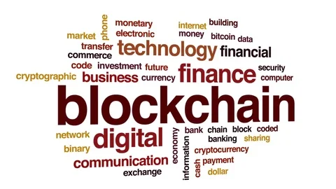Blockchain animated word cloud, text des... | Stock Video | Pond5