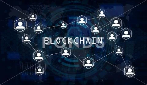 Blockchain Network Concept, World Map Vector Background Illustration ...