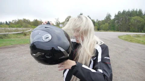 Girl Motorcycle Helmet Stock Footage ~ Royalty Free Stock Videos | Pond5