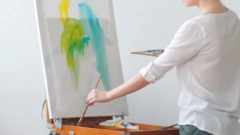 Blond student learning basic painting sk... | Stock Video | Pond5