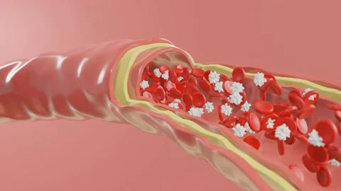 Blood cells in a vein. Blood flow. Medi... | Stock Video | Pond5