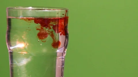 Blood dripping in glass of water, green ... | Stock Video | Pond5