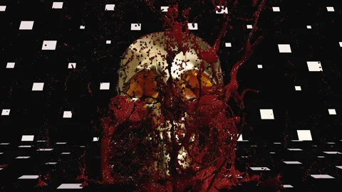 blood flowing over a skull. a 3d animati... | Stock Video | Pond5