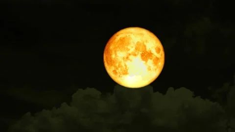 blood moon rise on night sky and white c... | Stock Video | Pond5